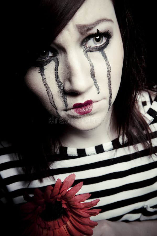 Sad mime stock photo. Image of makeup, female, clown - 18593938