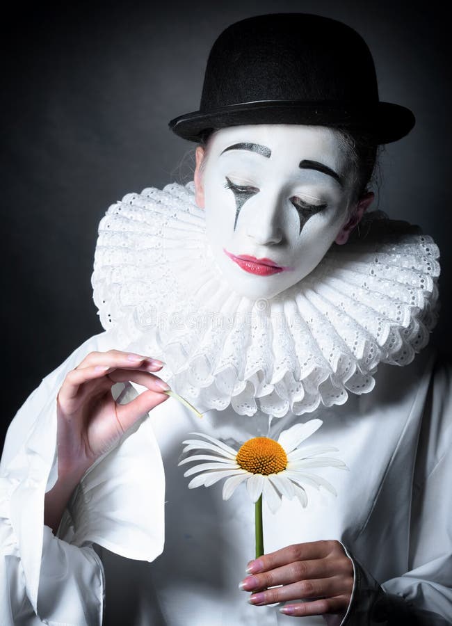 Sad Mime Pierrot with a Mask Stock Image - Image of artistic, love ...