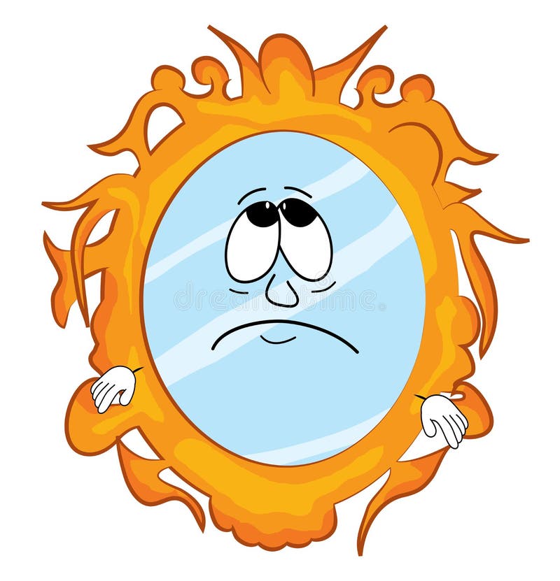 Sad mirror cartoon stock illustration. Illustration of yellow - 47930792