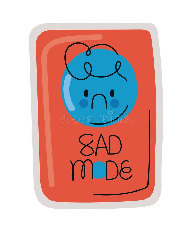 Sad mode sticker stock vector. Illustration of tired - 231045765
