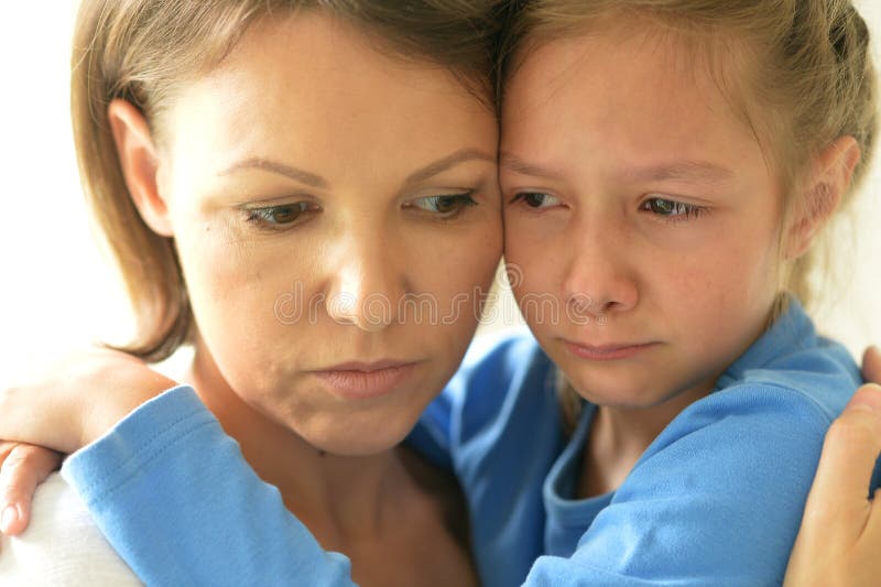 Sad mom and daughter stock image. Image of girl, home - 78730639