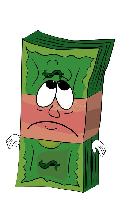 Sad money cartoon stock illustration. Illustration of object - 48768331
