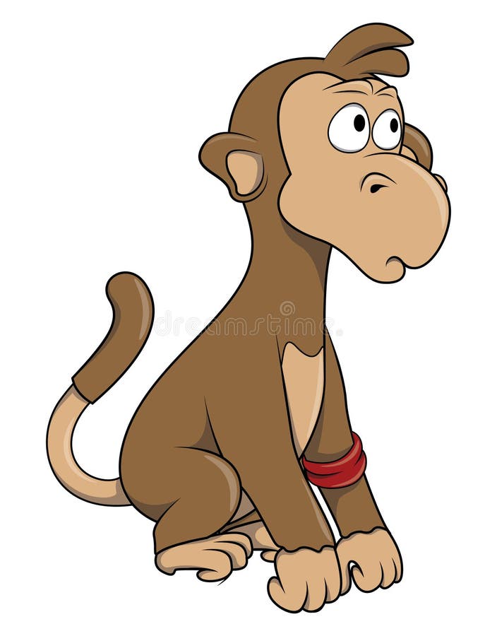 Sad Monkey Cartoon Color Illustration Stock Vector - Illustration of ...