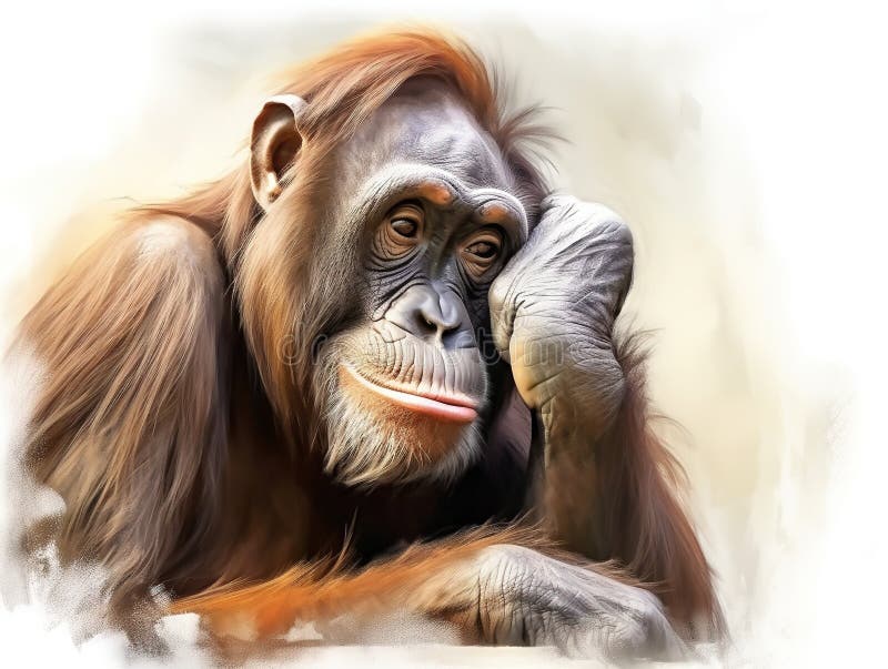 Sad Monkey Made with Generative AI Illustration Stock Illustration ...