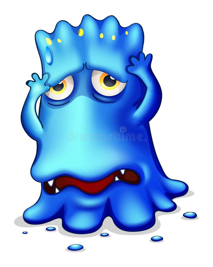 A Blue Monster Sleeping Above a Pillow Stock Vector - Illustration of ...