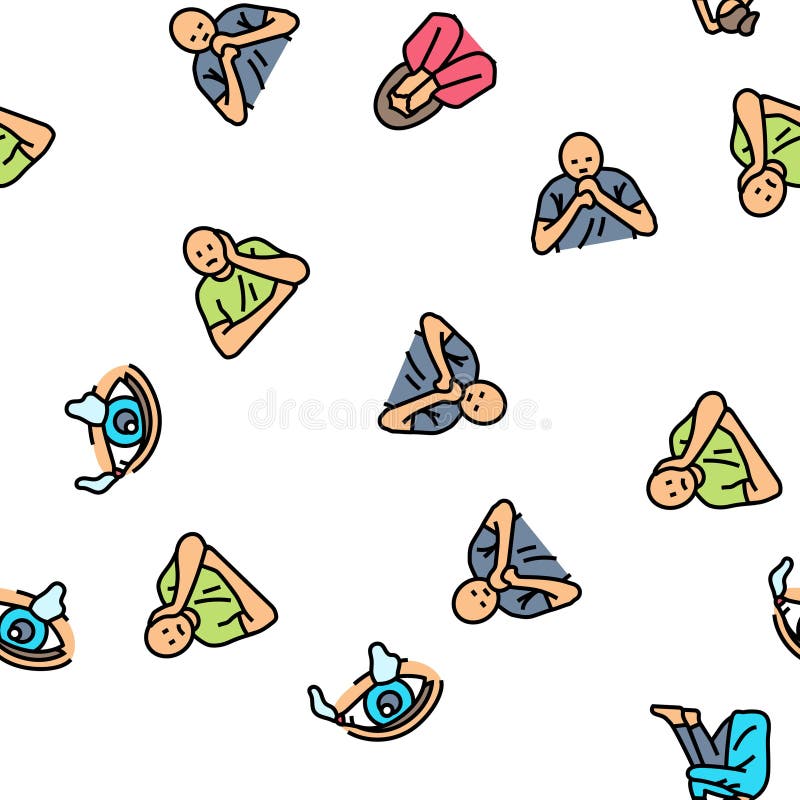Sad Mood Emotion Face Vector Seamless Pattern Stock Vector ...