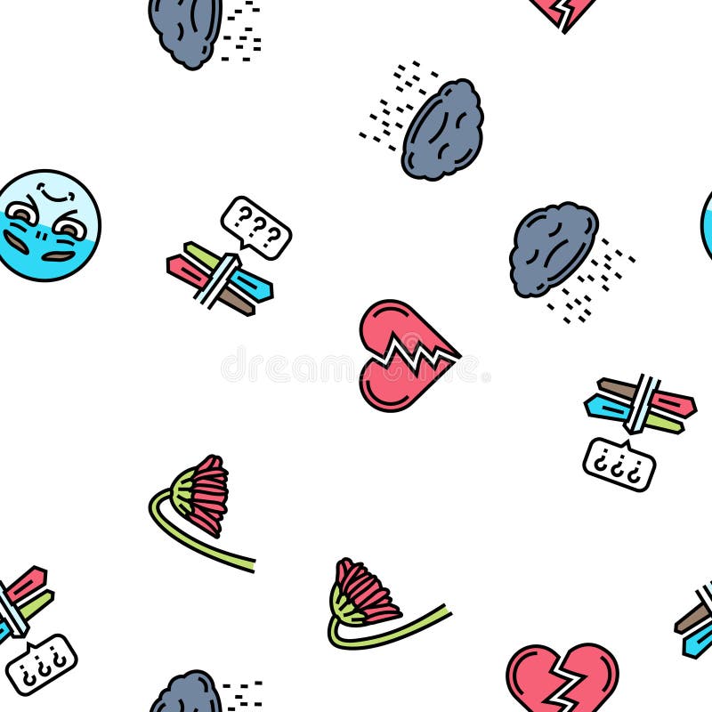 Sad Mood Emotion Face Vector Seamless Pattern Stock Vector ...