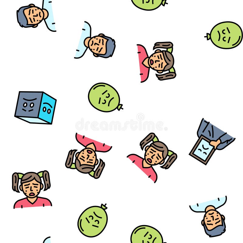 Sad Mood Emotion Face Vector Seamless Pattern Stock Vector ...