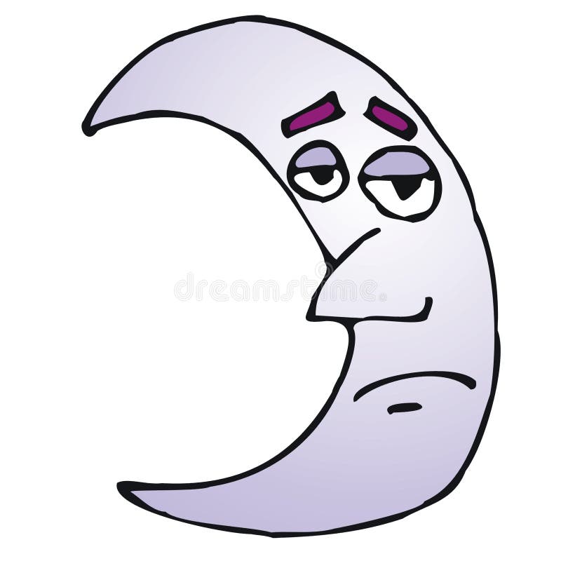Sad moon stock vector. Illustration of figure, night, moon - 2341605