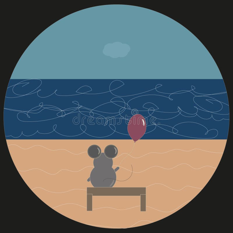 Sad mouse at the beach stock illustration. Illustration of sadness ...