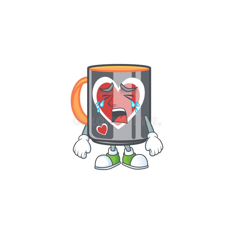 Sad of Mug Love Cartoon Mascot Style Stock Vector - Illustration of ...
