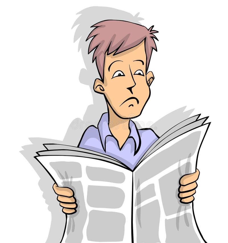 Sad news in newspaper stock illustration. Illustration of reporter ...