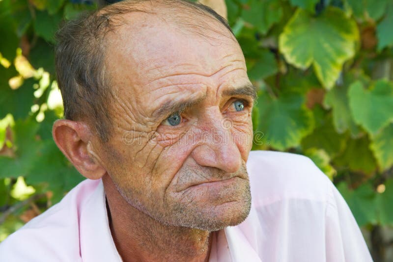 Sad old man stock photo. Image of peasant, eyes, unhappy - 14144032