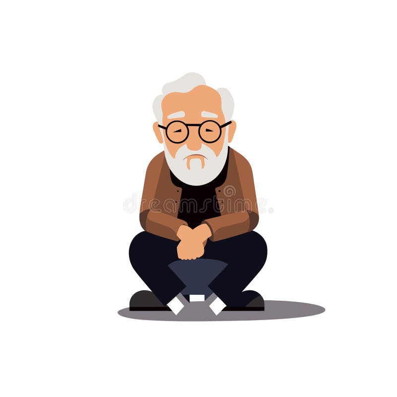 Sad Old Man Vector Flat Minimalistic Isolated Illustration Stock Vector ...