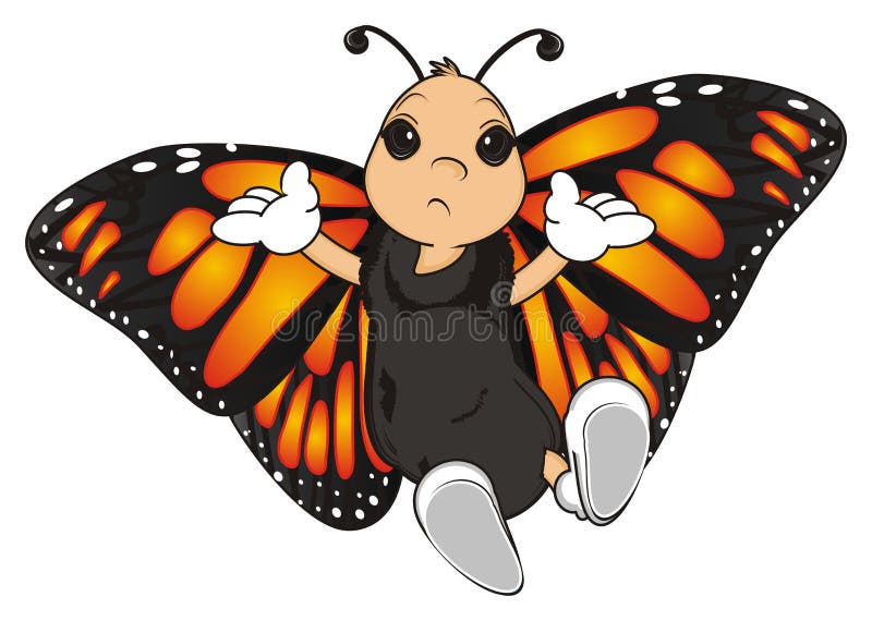 Sad orange butterfly stock illustration. Illustration of hands - 94624580