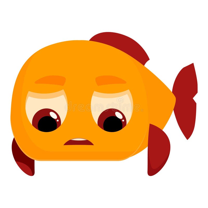 Sad Orange Fish Looking Down Disappointed Expression Cartoon Character ...