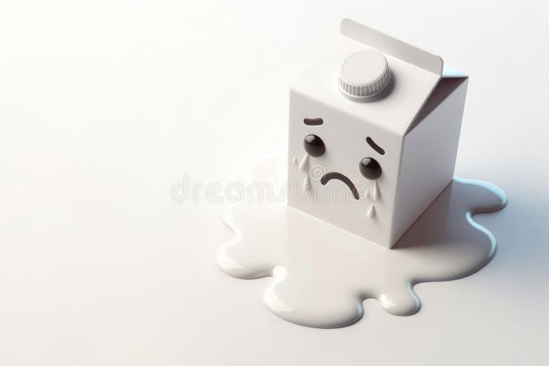 A Sad Package of Milk with Spilled Contents. Space for Text. Stock ...