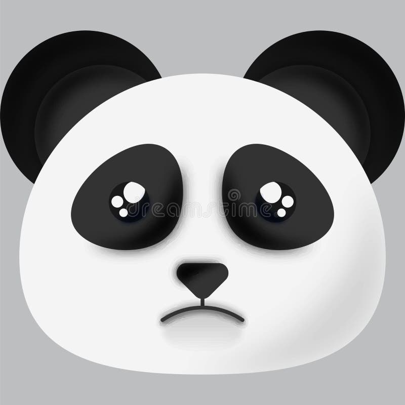 Sad Panda Animal Cartoon Face Over Grey Stock Illustration ...