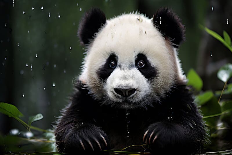 Sad Pandas Tears a Melancholic Image of a Panda with Tears and S Stock ...