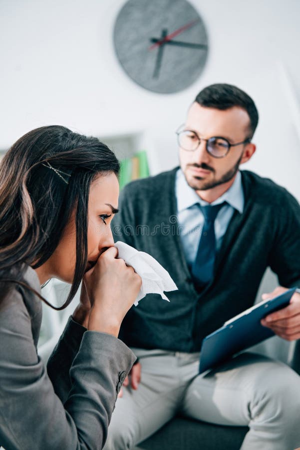 Sad patient crying stock photo. Image of attractive - 129095564