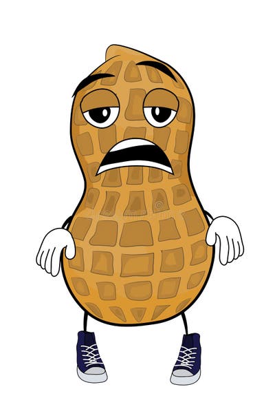 Sad Peanut Cartoon Character Stock Illustration - Illustration of eyes ...