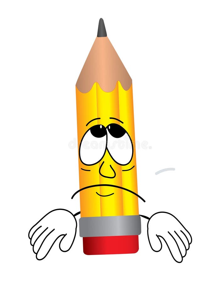 Sad pencil cartoon stock illustration. Illustration of tear - 43414347