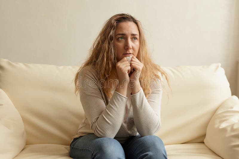 Sad Pensive Middle Aged Woman Stock Image - Image of adult, emotion ...