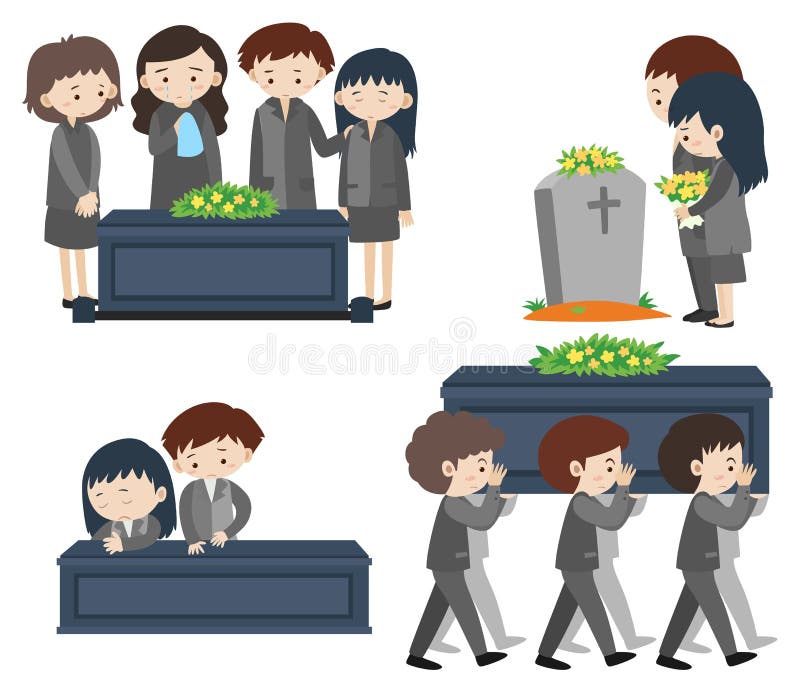 Sad people at funeral stock vector. Illustration of isolated - 91695250