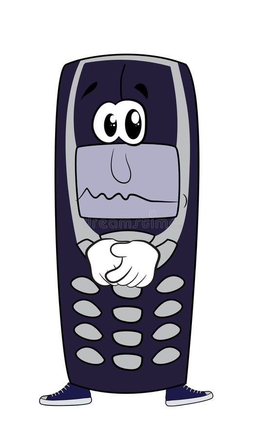 Sad phone cartoon stock illustration. Illustration of mobile - 43762072