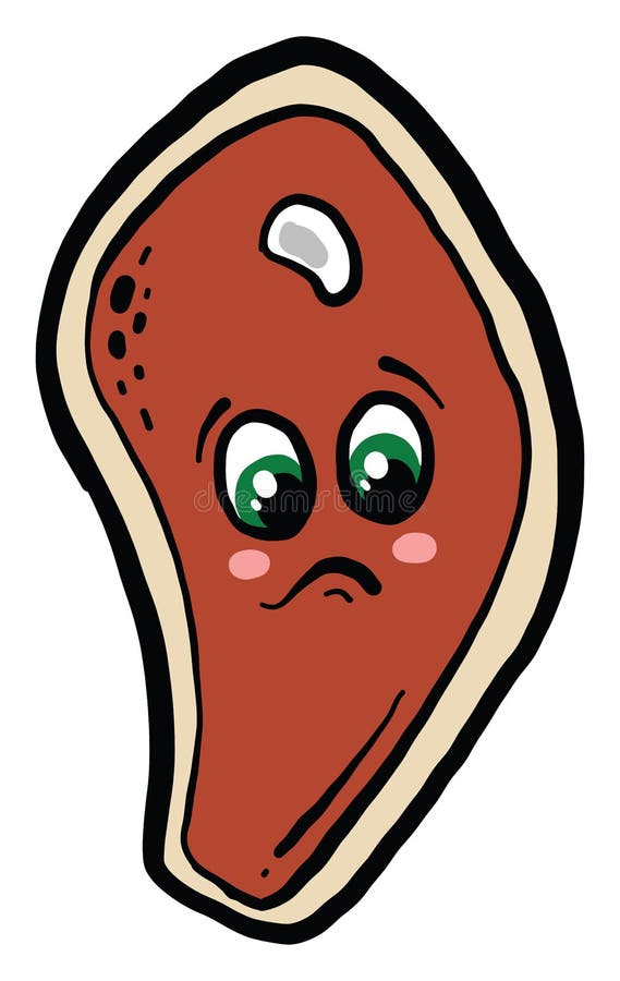 Sad Piece of Meat, Illustration, Vector Stock Vector - Illustration of ...