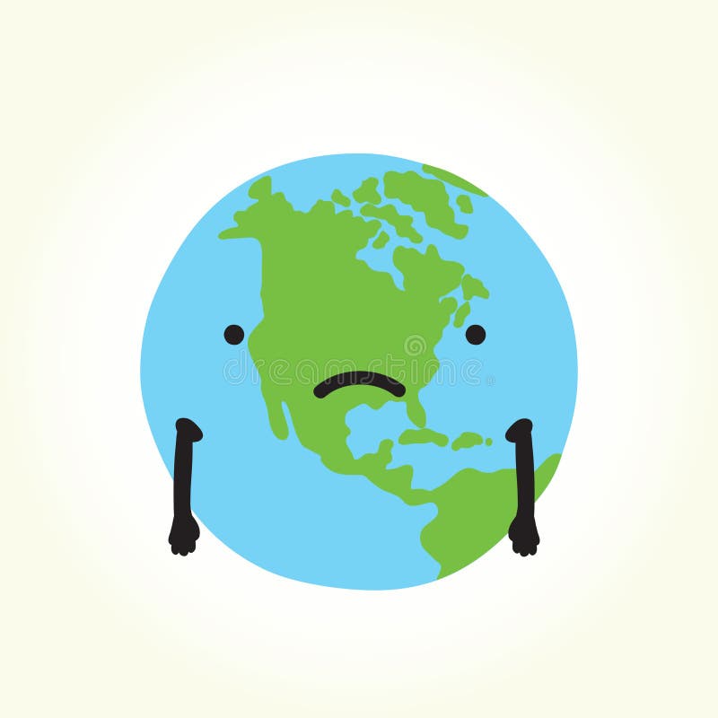 Sad planet Earth stock vector. Illustration of protection - 61786089