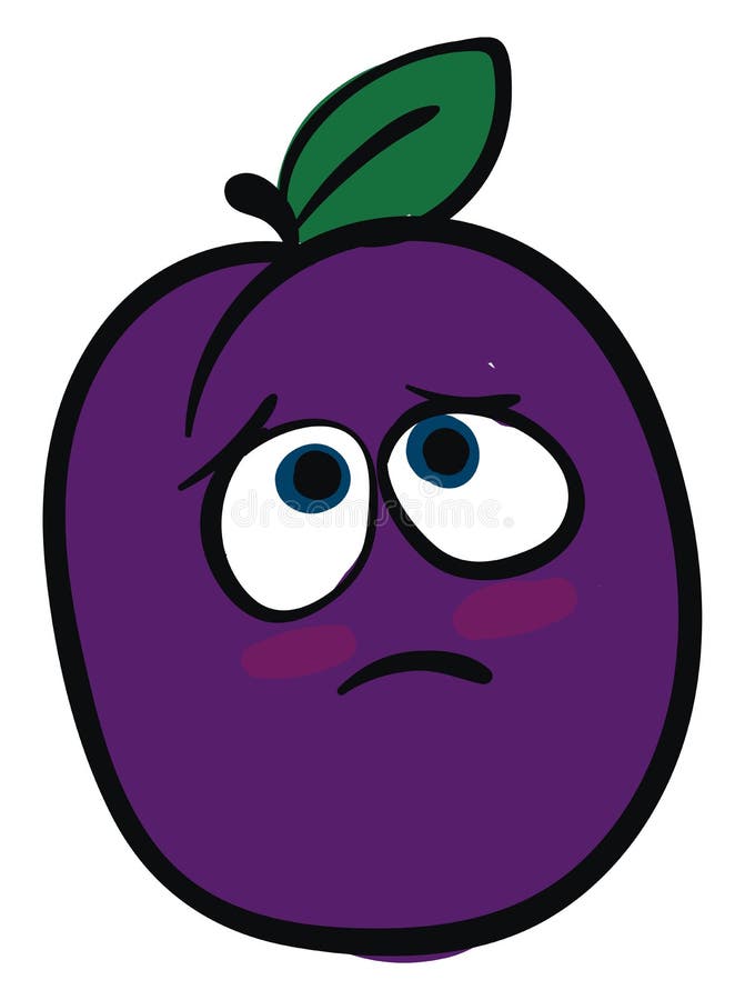 Sad Plum, Vector or Color Illustration Stock Vector - Illustration of ...