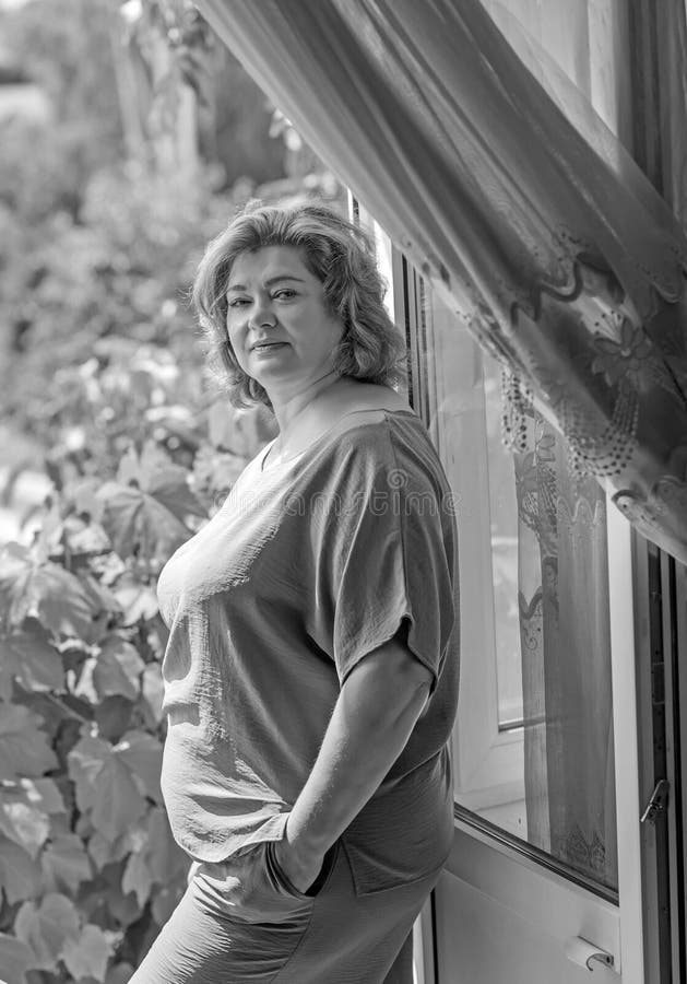 Plump Lady Illustration, Woman of 50-55 Years Old Stock Image - Image ...