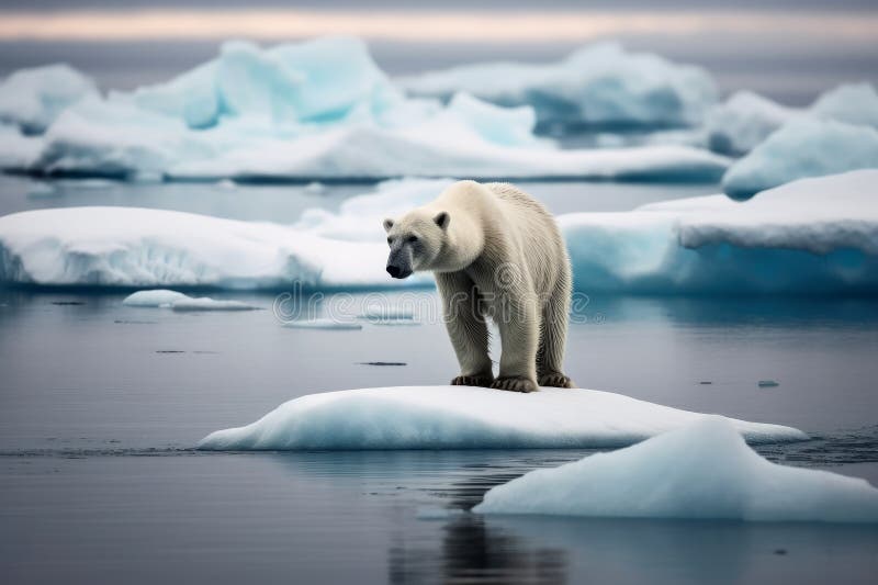 A Sad Polar Bear on a Small Ice Floe Created with Generative AI ...