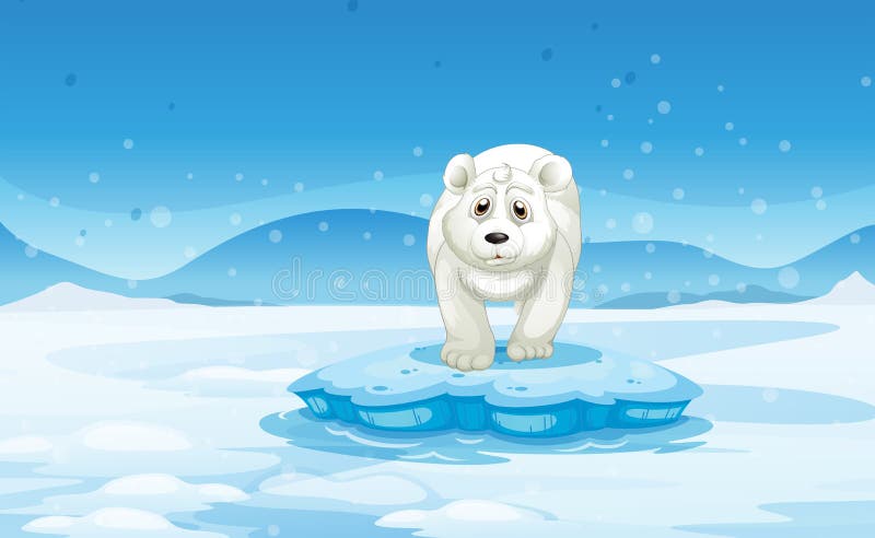 A Sad Polar Bear Standing Above the Iceberg Stock Illustration ...
