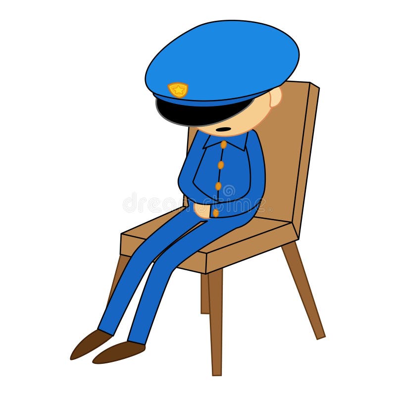 Sad Policeman Sitting on a Chair Looking Down Stock Illustration ...