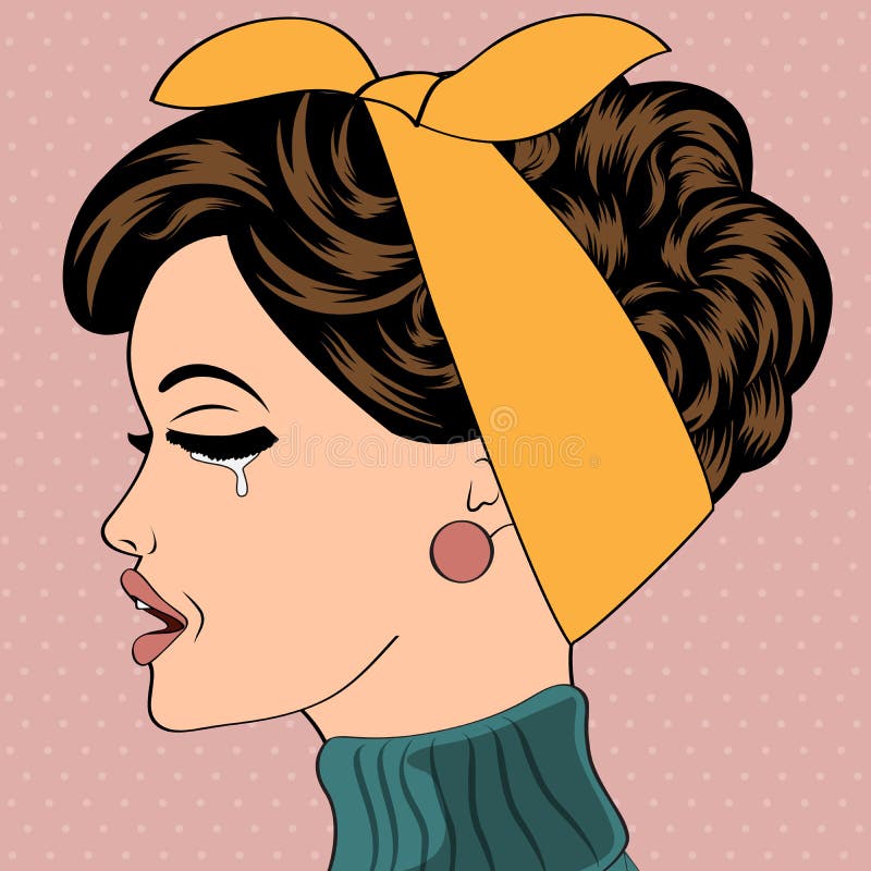 Sad Pop Art Cute Retro Woman in Comics Style Stock Vector ...