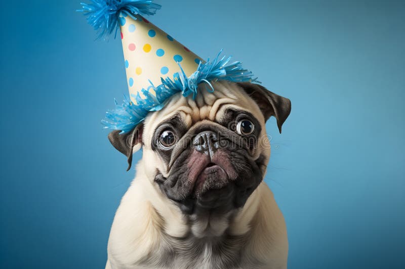 Pug Puppy Birthday Hat Stock Illustrations – 245 Pug Puppy Birthday Hat ...