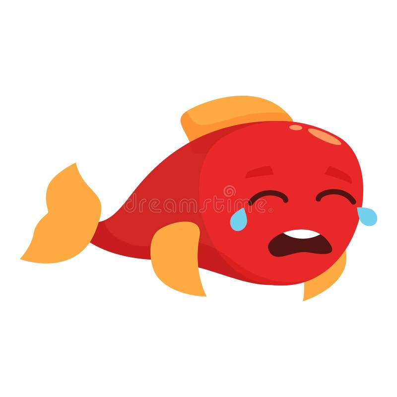Sad Red Fish Crying Big Blue Tears Stock Vector - Illustration of ...
