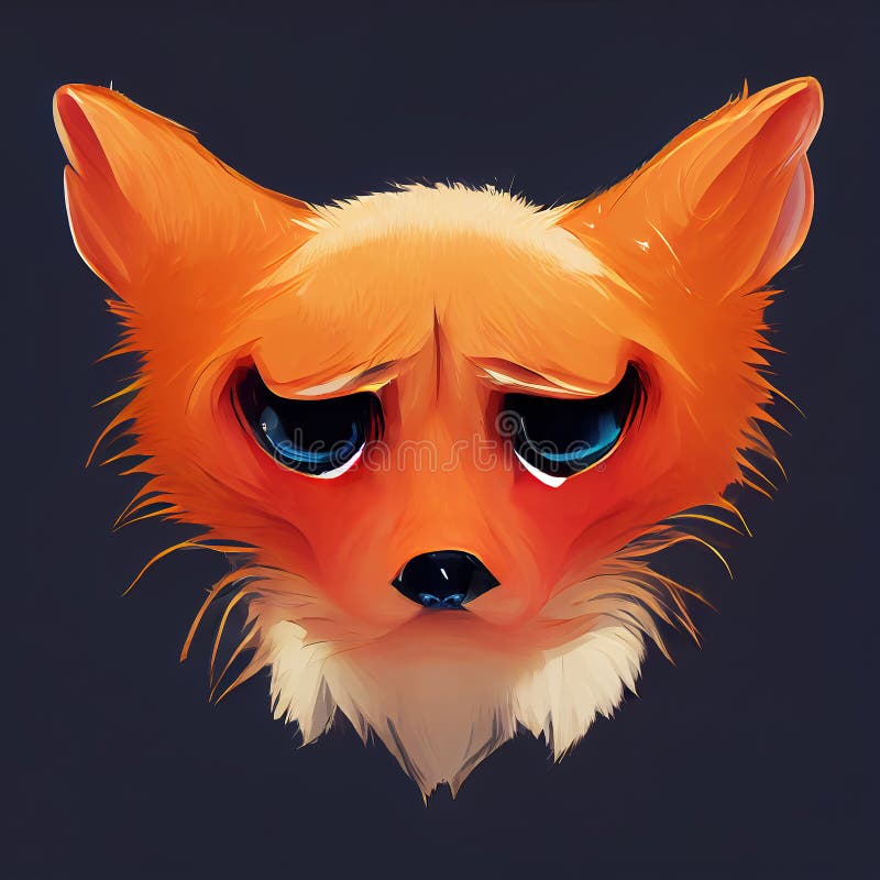 Sad Red Fox Icon. Emotional Muzzle Fox. Sad Emotion. Digital ...