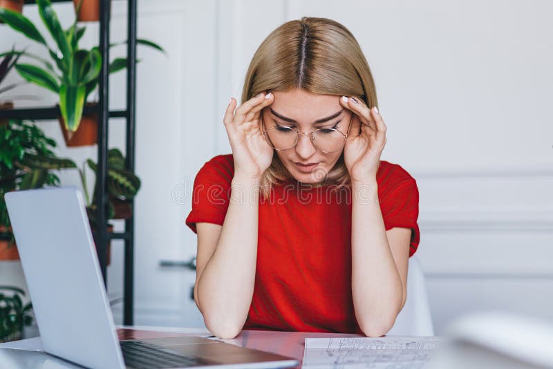 Sad Remote Worker Creating Project with Colleague Stock Image - Image ...