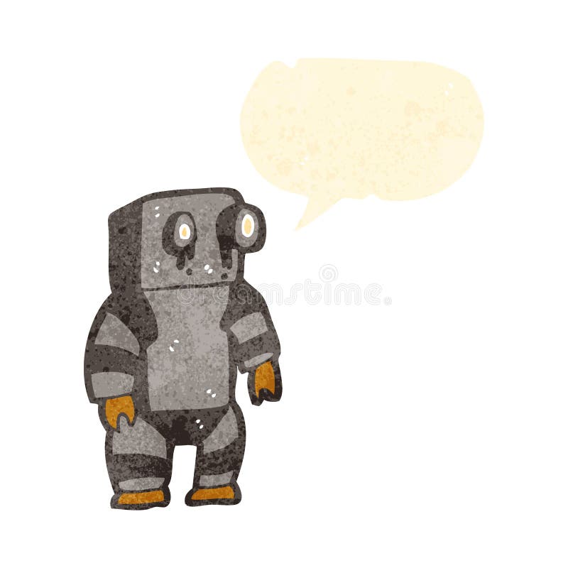 Sad robot retro cartoon stock illustration. Illustration of grunge ...