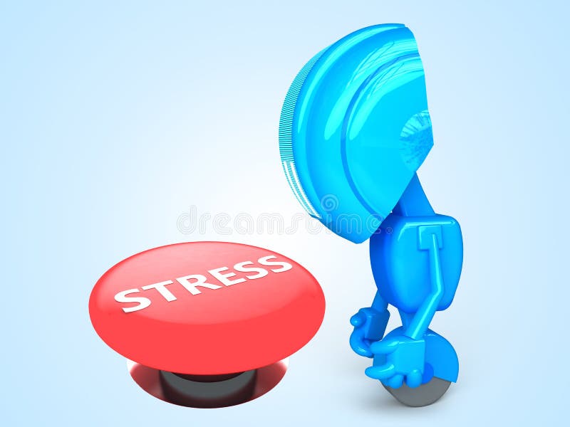 Sad Robot with Stress Button Stock Illustration - Illustration of ...