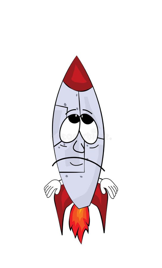 Sad rocket cartoon stock illustration. Illustration of sadness - 49018006