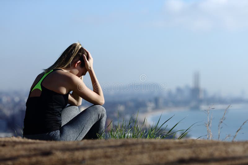 Sad Runner Complaining in City Outskirts Stock Photo - Image of health ...