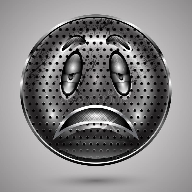 Sad Rusted Metal Smiley Face Button Stock Vector - Illustration of ...