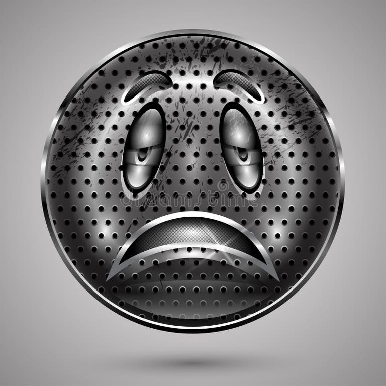 Sad Rusted Metal Smiley Face Button Stock Vector - Illustration of ...