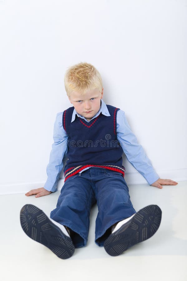 Sad schoolboy stock photo. Image of schooler, lesson, learn - 6435874