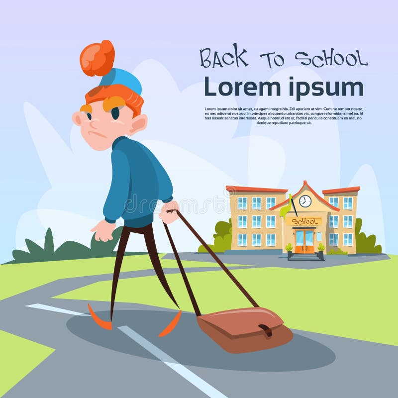 Sad Schoolboy Go Back To School Education Banner Stock Vector ...