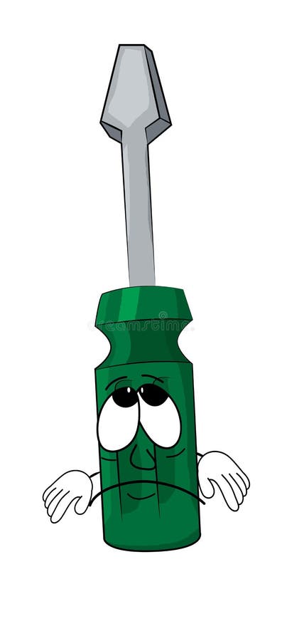 Sad screwdriver cartoon stock illustration. Illustration of work - 44246082
